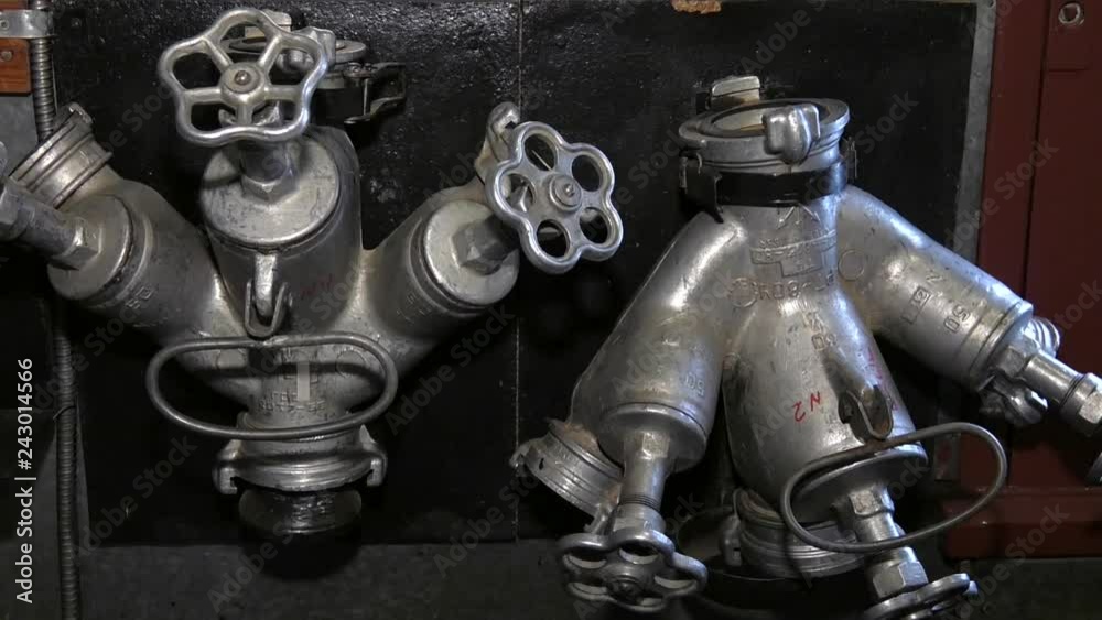 Fire extinguishing equipment. Metalic fireplug for fire fighting. Metal ...