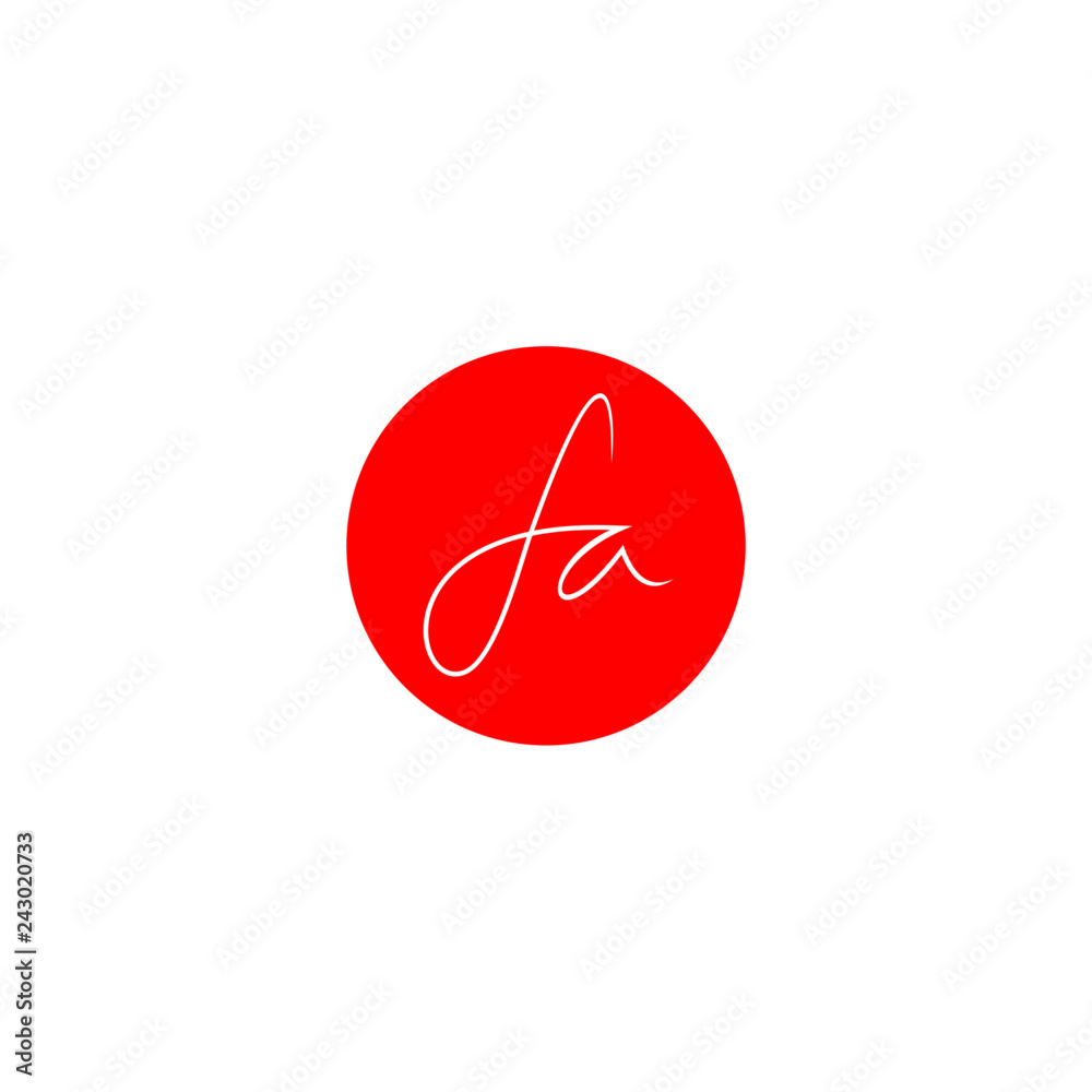 Initial letter fa logo template, icon letter fa logo on red circle ...