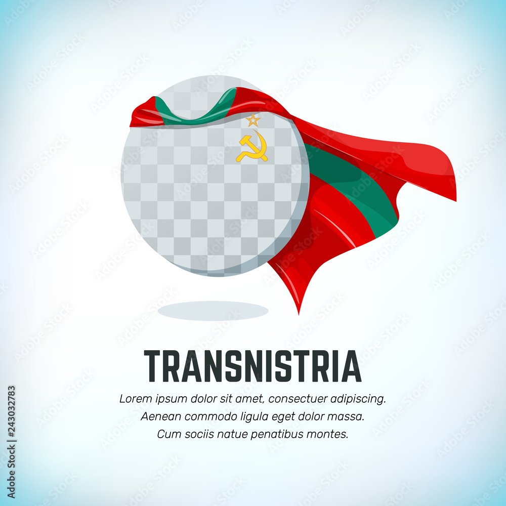 Transnistria flag. Round flying template with national color cloak. Can ...
