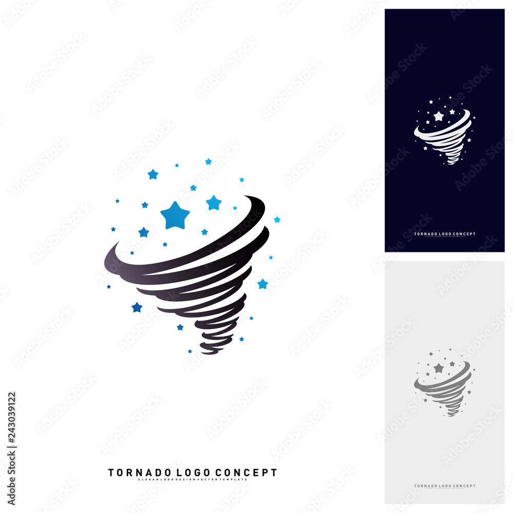 Stars Twist Logo Design Concept Vector. Storm Stars Logo Vector Icon ...