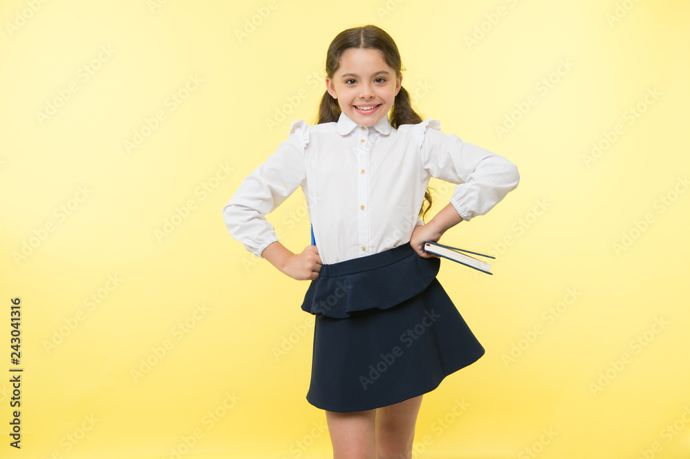 Education online. small girl child. private teaching. Smart school girl ...