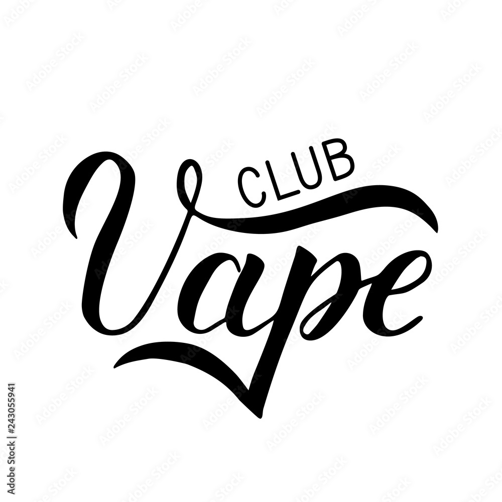 Vape Club hand written isolated on white background. Calligraphy ...