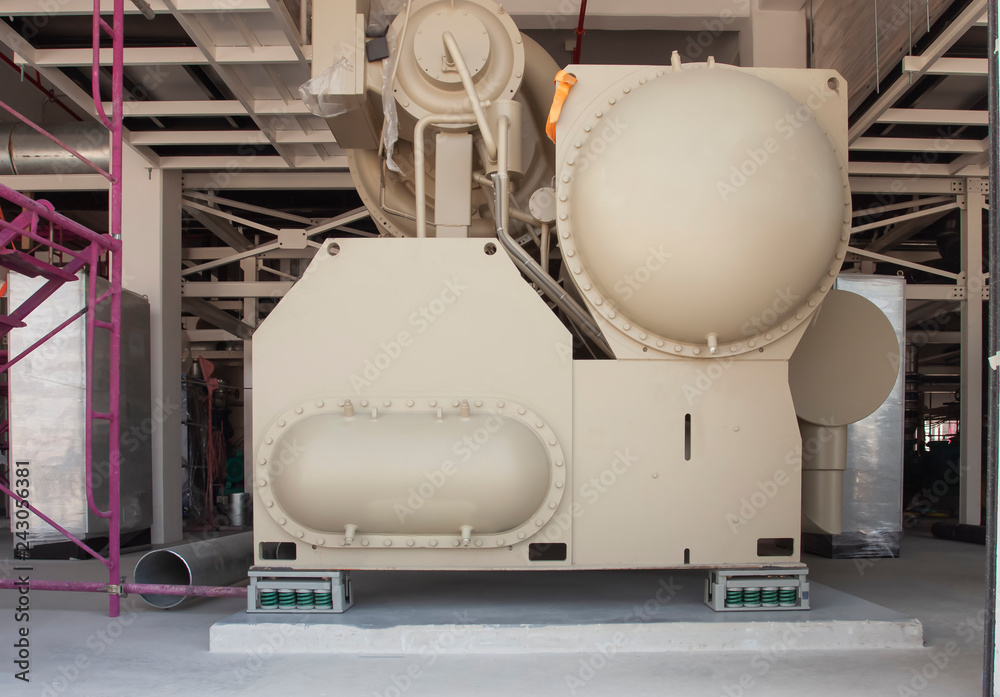 Typical install chiller in equipment room with isolation spring Stock ...
