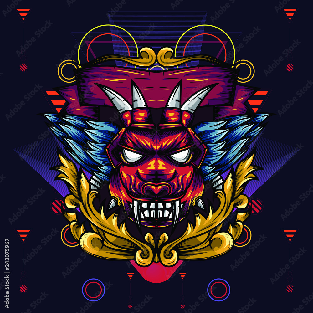 Devil's Head Sacred Geometry Ornamental is an Illustration of a devil's ...