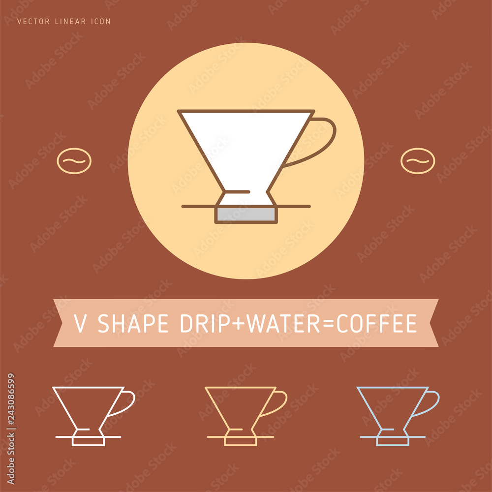 Coffee icon and linear coffeeshop badge in outline style with trendy ...