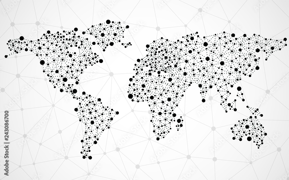 Abstract world map of dots. Vector background Stock Vector | Adobe Stock