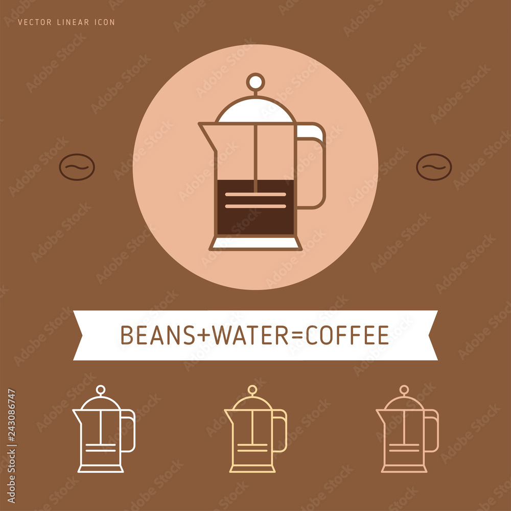 Coffee icon and linear coffeeshop badge in outline style with trendy ...