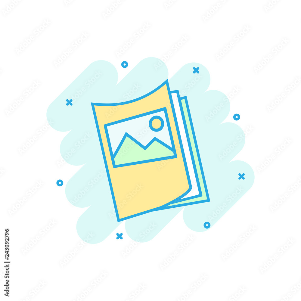 Flyer leaflet icon in comic style. Brochure sheet vector cartoon ...