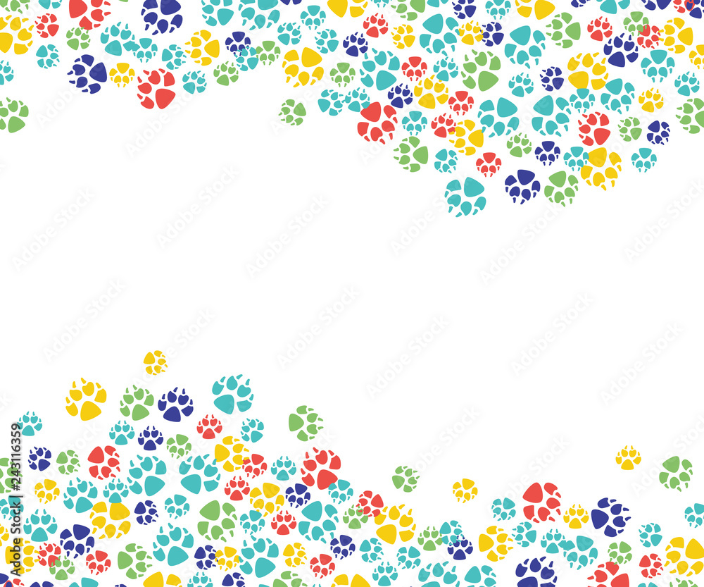 Vector abstract animal paw footprint pattern for veterinar design. Cat ...