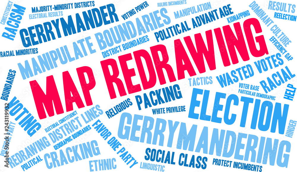 Map Redrawing Word Cloud on a white background. Stock Vector | Adobe Stock