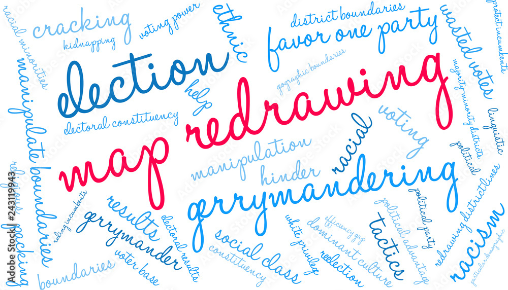 Map Redrawing Word Cloud on a white background. Stock Vector | Adobe Stock