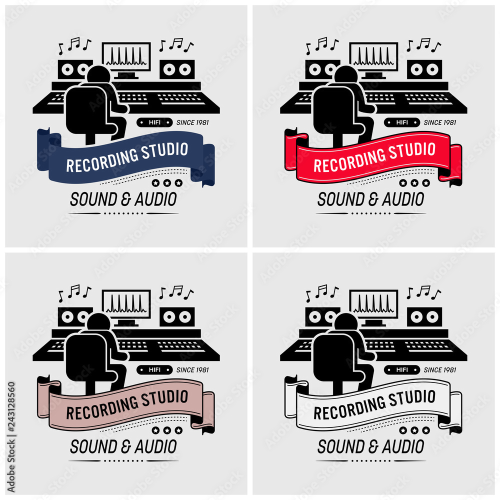 Recording studio and sound engineering logo design. Vector artwork of a ...