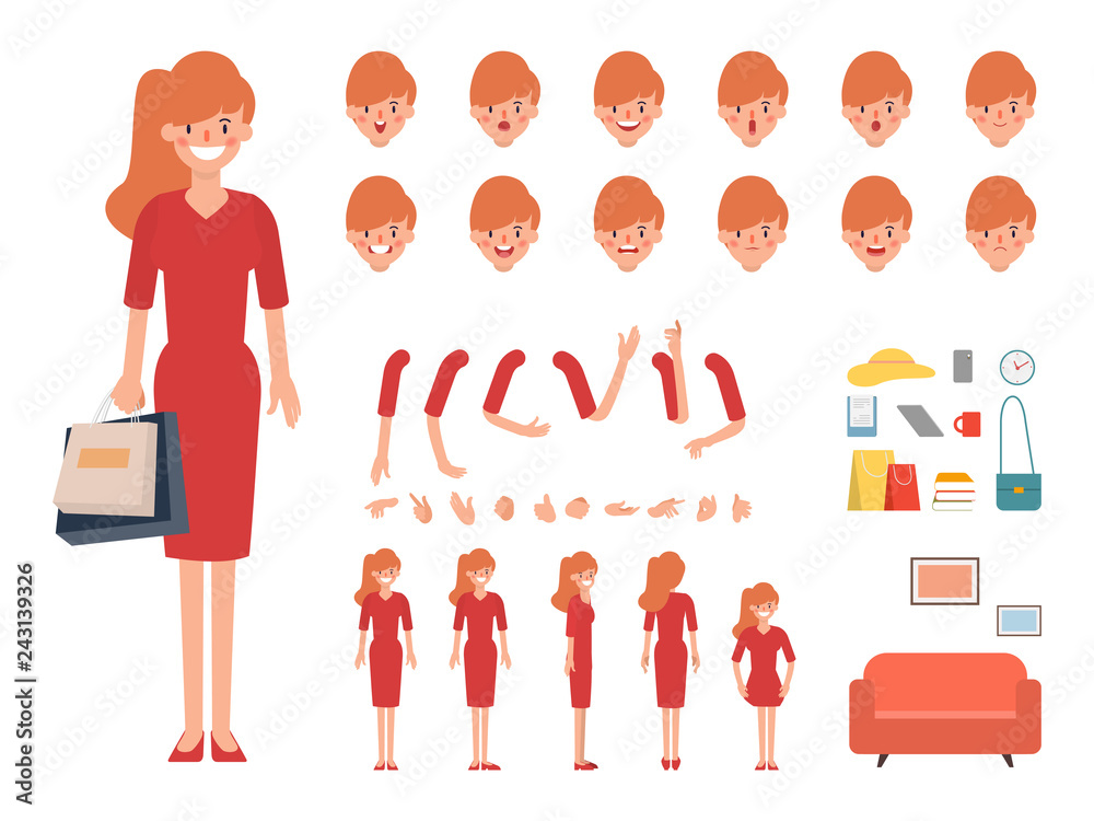 Businesswoman character creation design. Animation character office ...