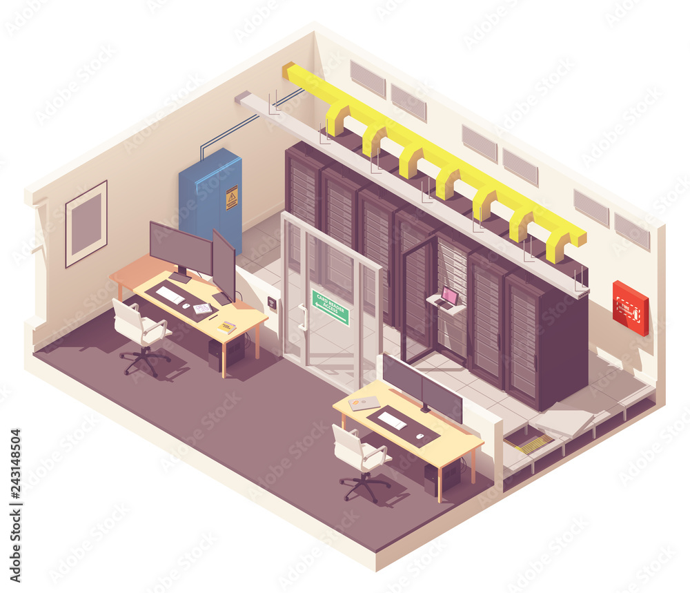 Vector isometric data center interior Stock Vector | Adobe Stock