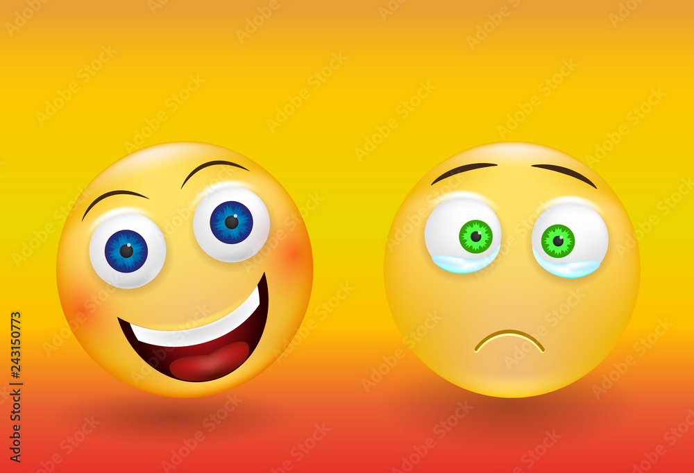 Vecteur Stock A happy face emoticons and a little sad face emoticons ...