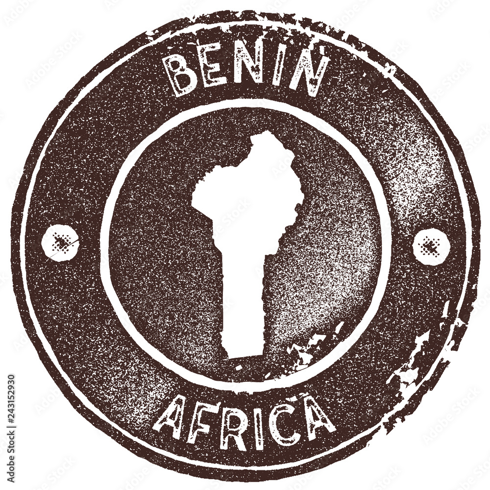 Benin map vintage stamp. Retro style handmade label, badge or element ...