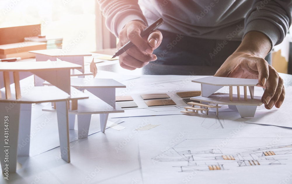 architect design working drawing sketch plans blueprints and making ...