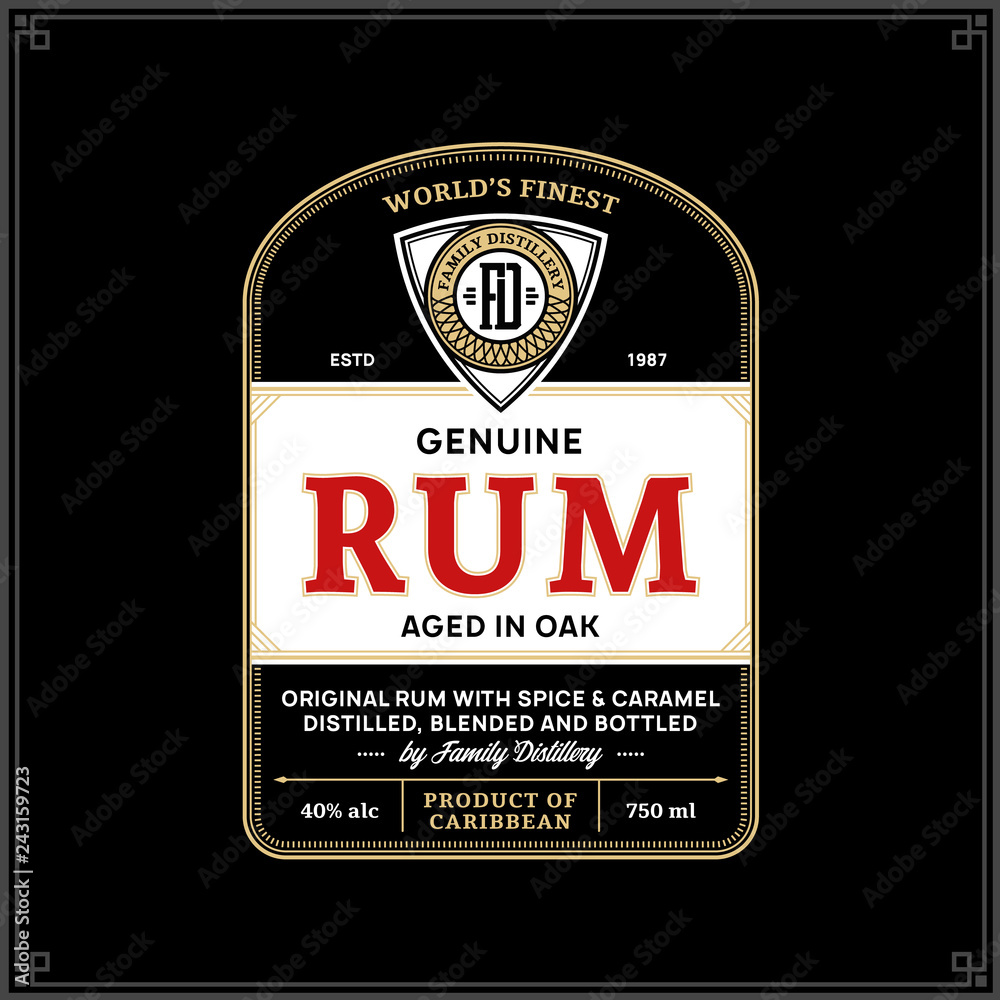 Rum label template Stock Vector | Adobe Stock