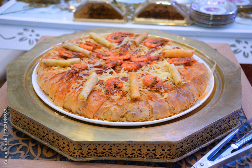 Moroccan Chicken Bastila One of the most famous food in Morocco Stock ...