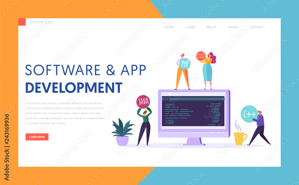 Software App Development Technology Agency Landing Page. Monitor on ...