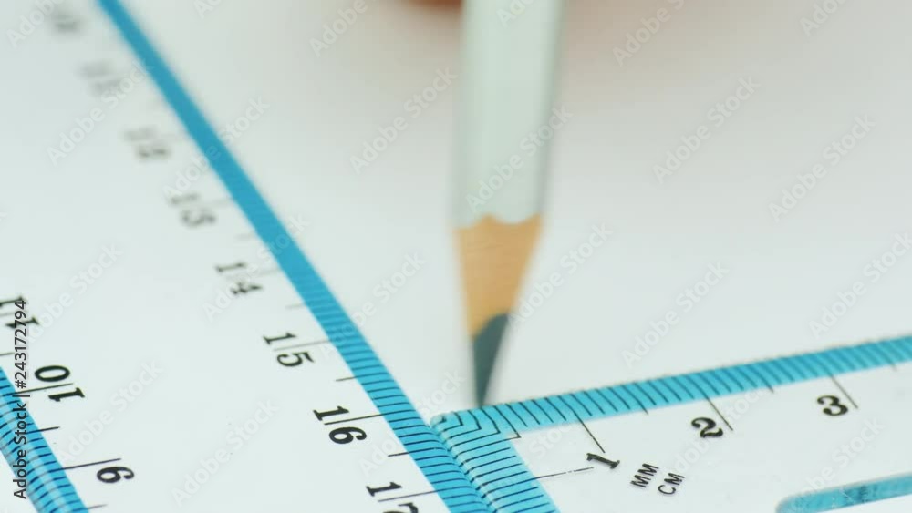 Draw parallel lines on a drawing with a ruler and a triangle Stock ...