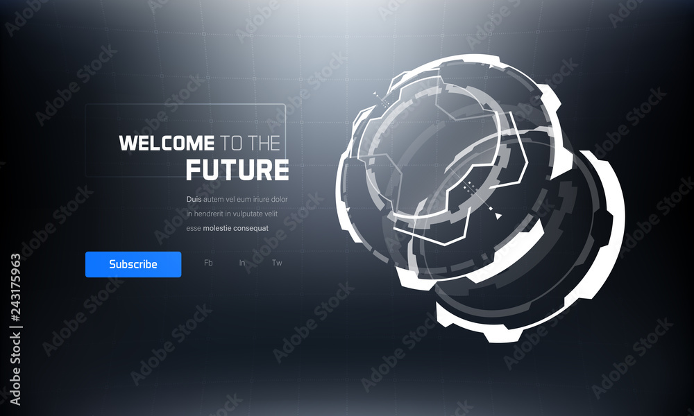 3D Futuristic Technology HUD Interface Elements Set. Big Data, Virtual ...