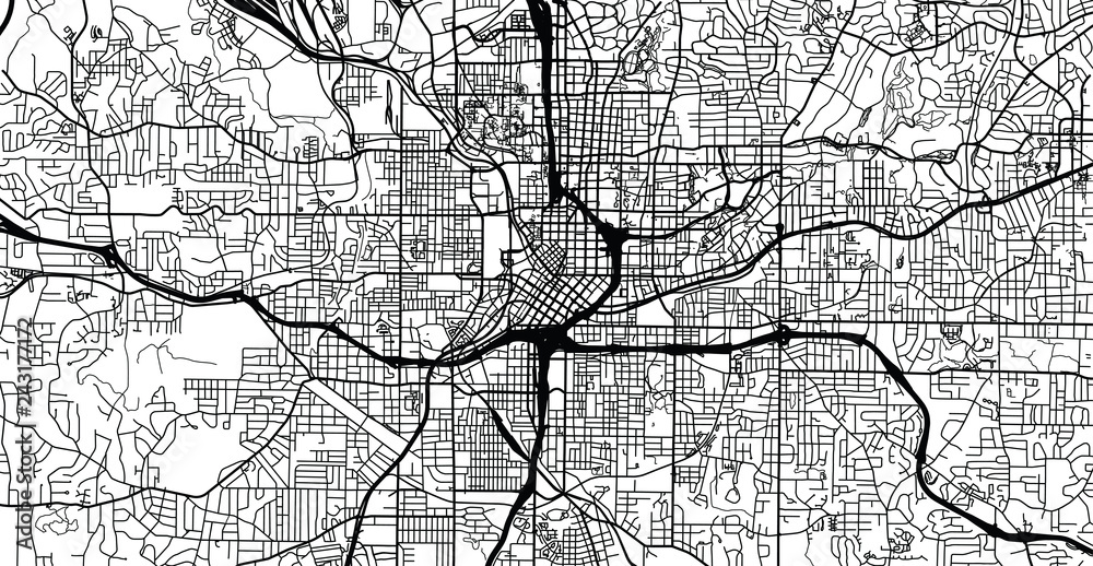 Urban vector city map of Atlanta, Georgia, United States of America ...