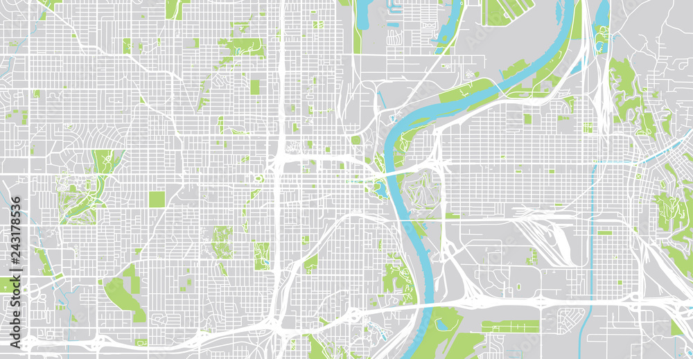 Urban vector city map of Omaha, Nebraska, United States of America ...