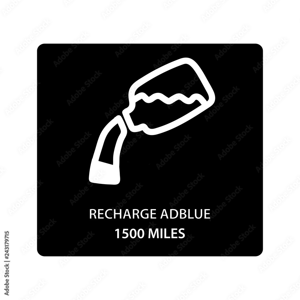 warning dashboard car icon, recharge adblue 1500 miles Stock Vector ...