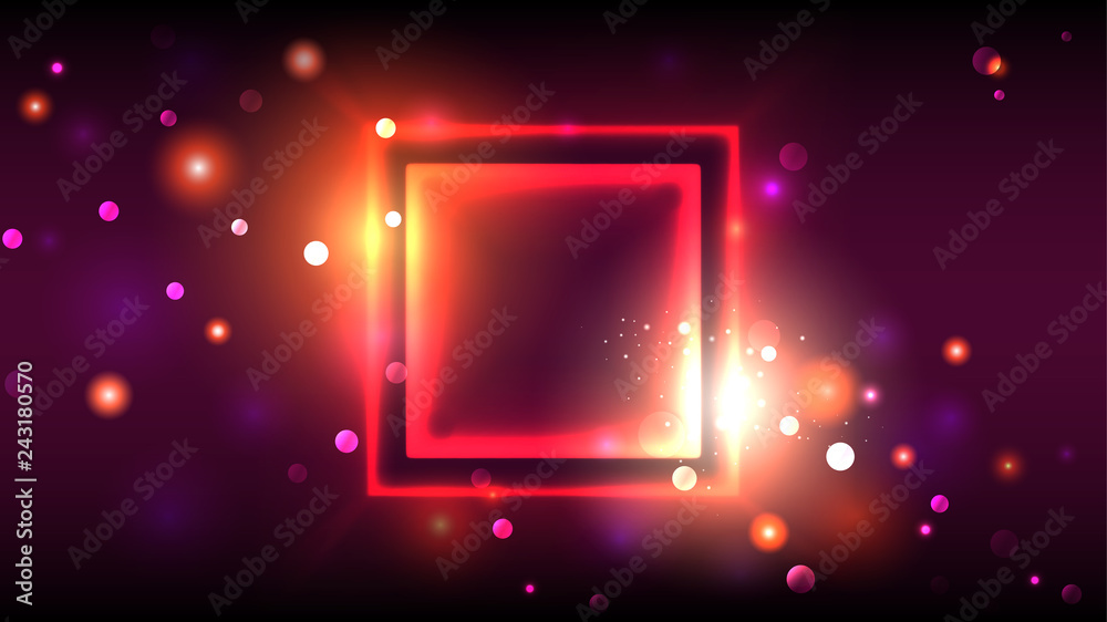 Bright party background, abstract red frames with a golden glow ...