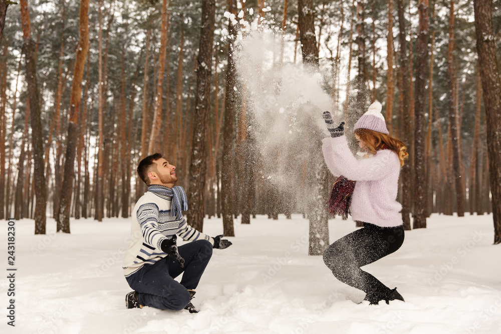 Couple In Snowfall