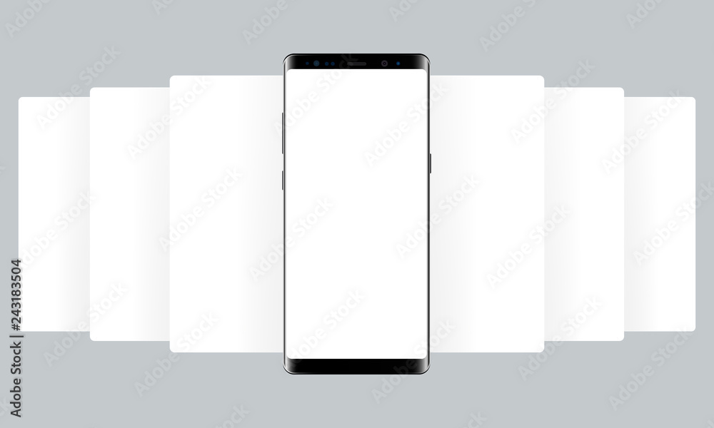 Smartphone with blank wireframe app screens. Mockup to create and ...