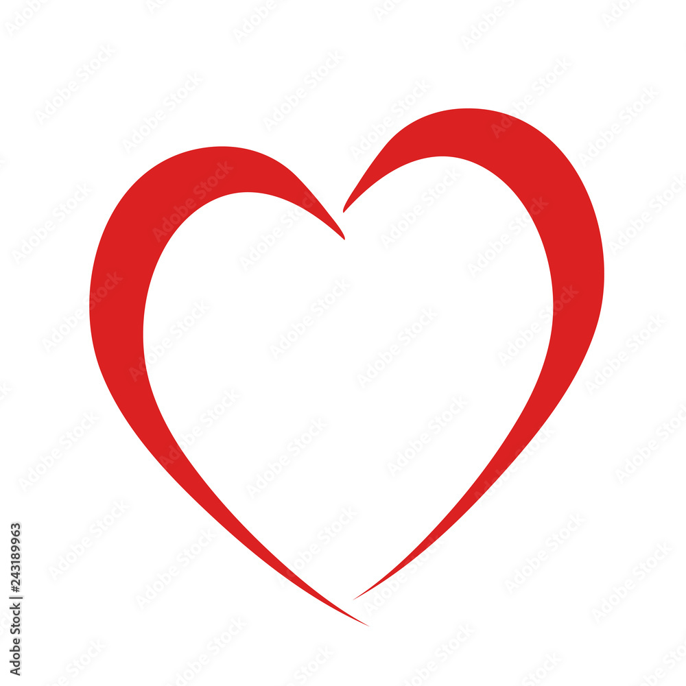 Red heart like love symbol on white, stock vector illustration icon ...