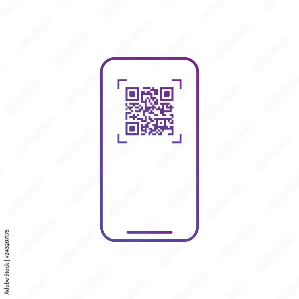 Smart Phone Scanning Qr Code Icon Barcode Scan With Telephone. Vector ...