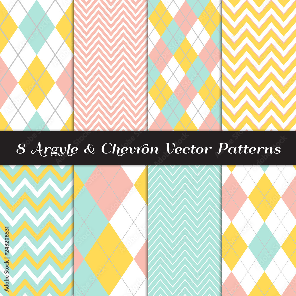 Mint And Coral Chevron Pattern