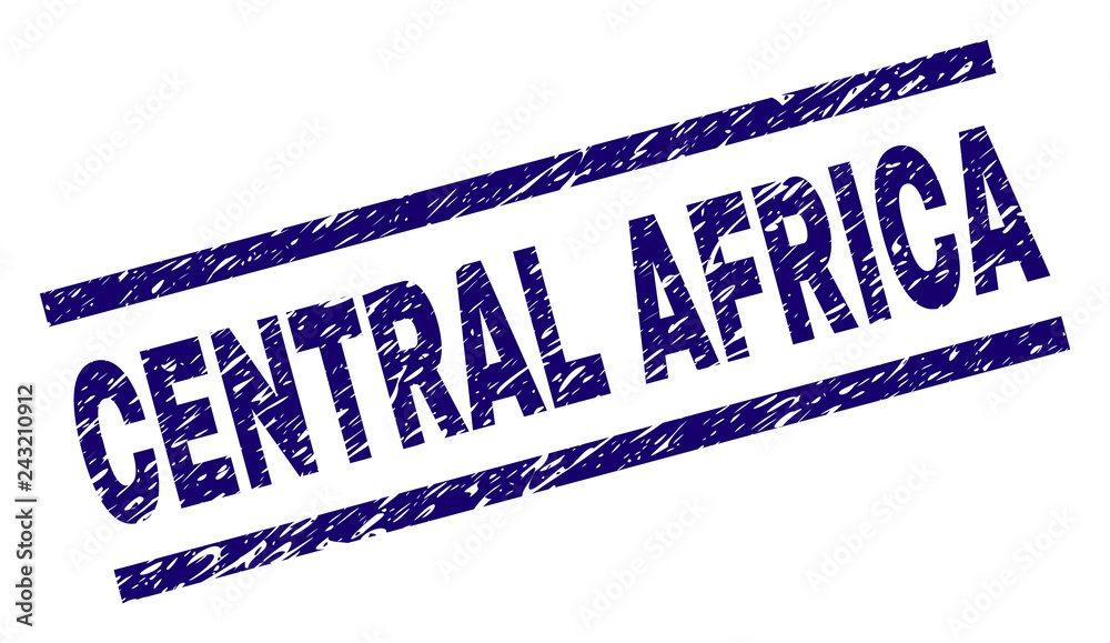 CENTRAL AFRICA seal print with scratced style. Blue vector rubber print ...