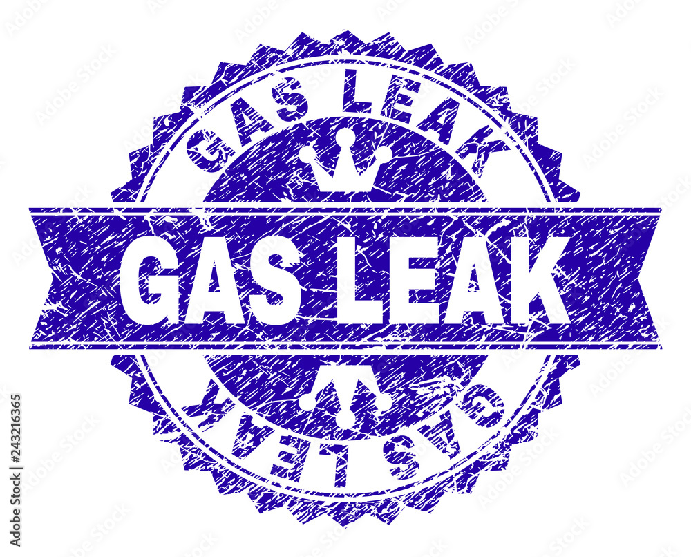 GAS LEAK rosette stamp watermark with distress texture. Designed with ...