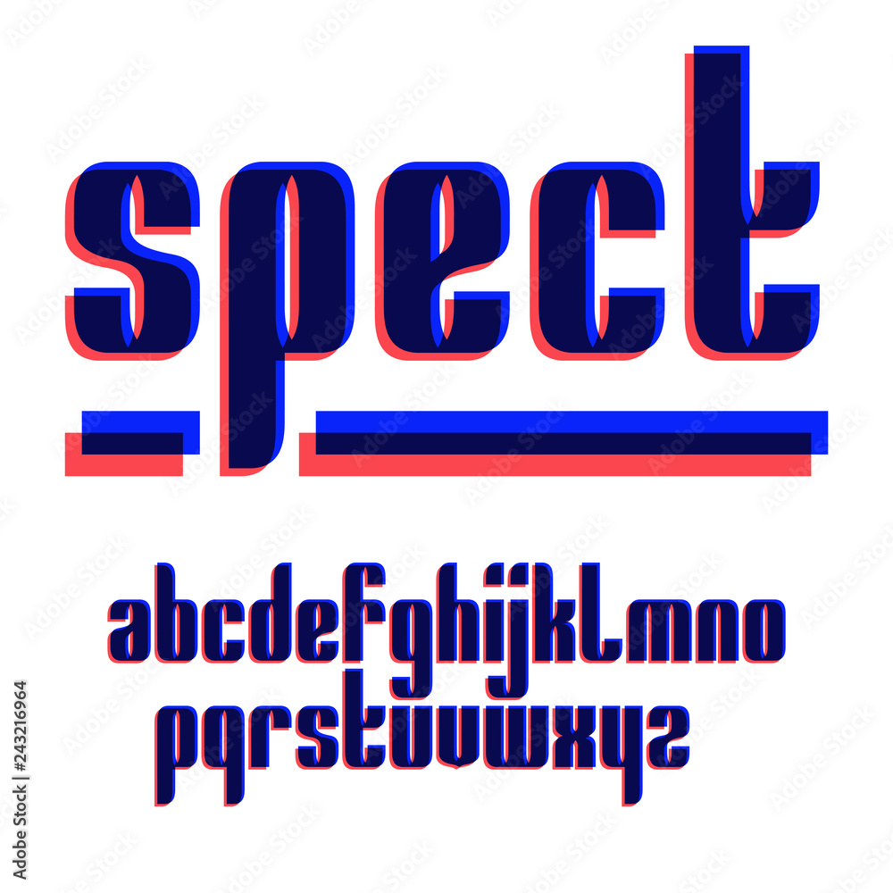 Vector condensed original bold display font design, alphabet, lowercase ...