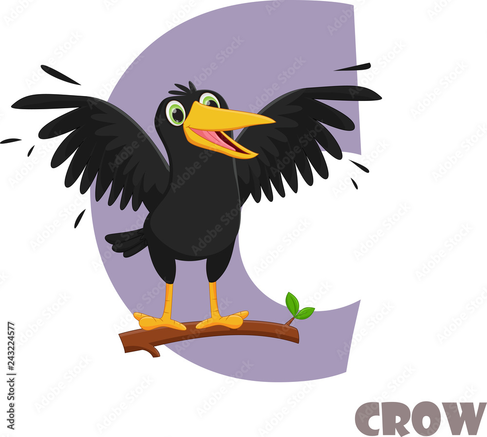 Cute Animal Zoo Alphabet. Letter C for crow Stock Vector | Adobe Stock