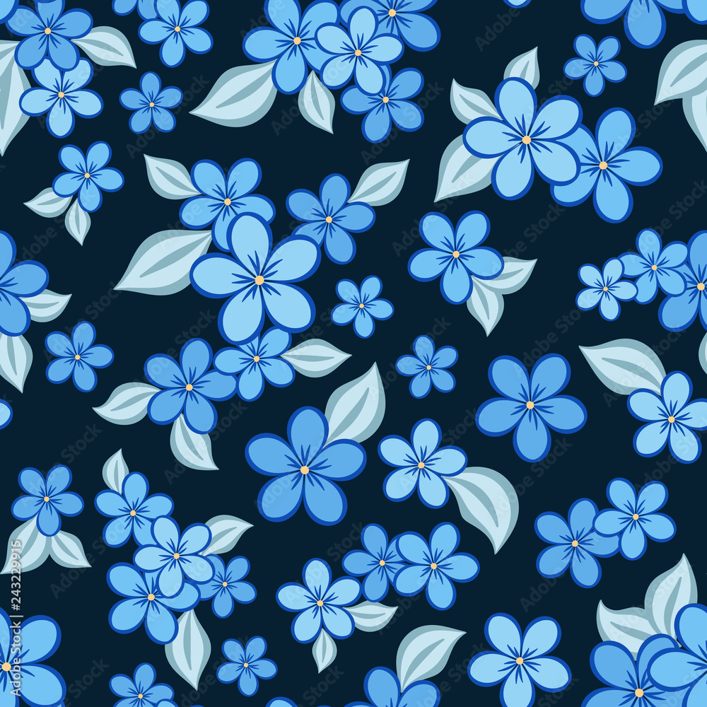 Blue Vector Floral Pattern
