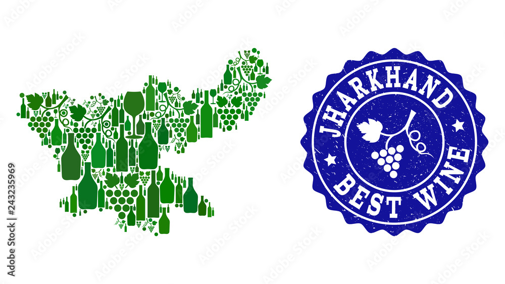 Vecteur Stock Vector collage of wine map of Jharkhand State and best ...
