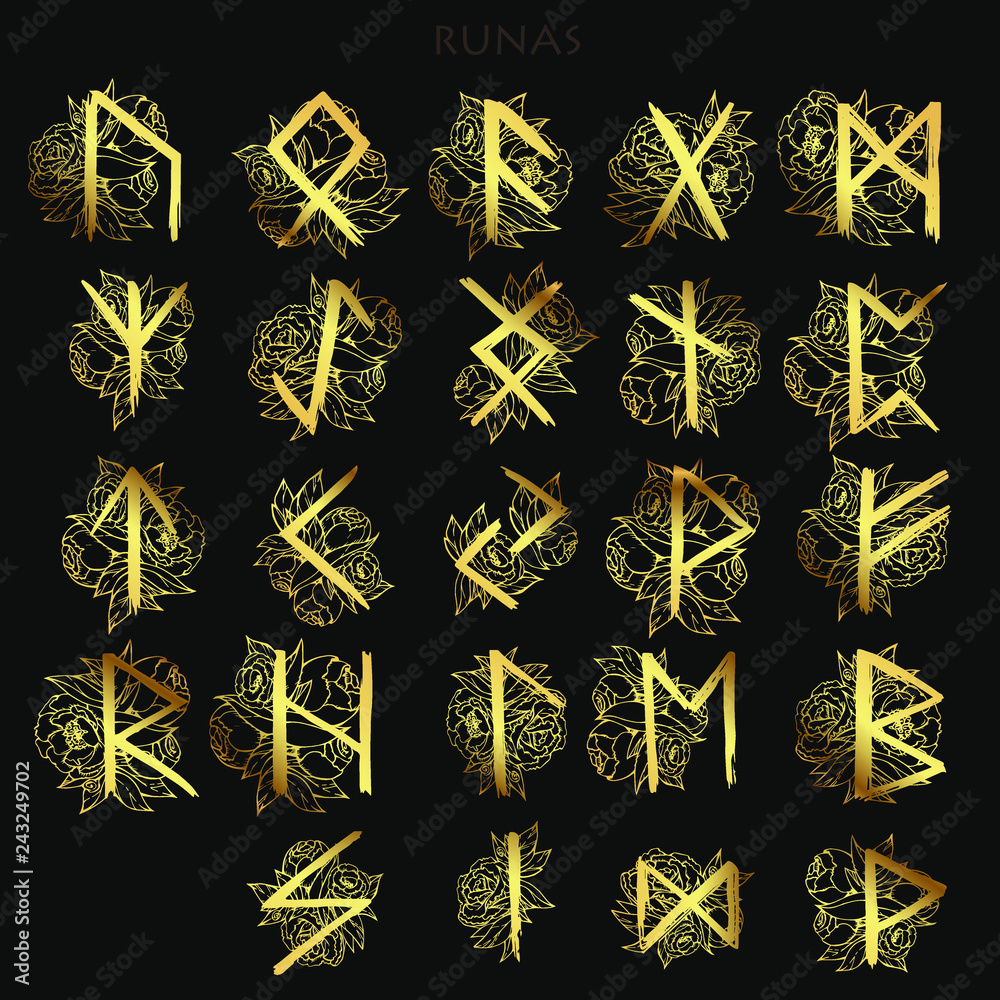 Set of Old Norse Scandinavian runes. Rune alphabet. Stock Vector ...