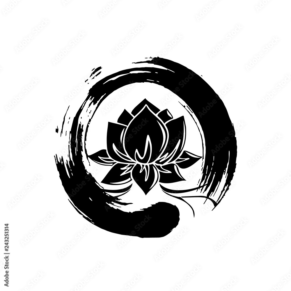 Enso Zen Symbol with Lotus Flower Stock Vector | Adobe Stock