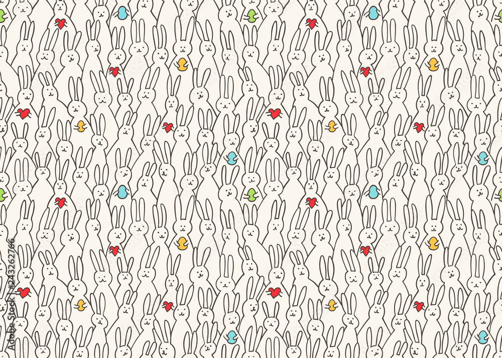 Funny bunny seamless pattern. Illustration of cute easter bunnies with ...