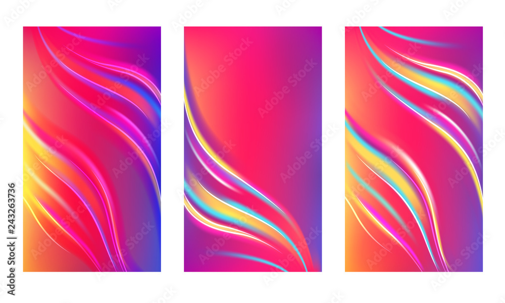 Set of vertical abstract gradient backgrounds. Vibrant color screen ...