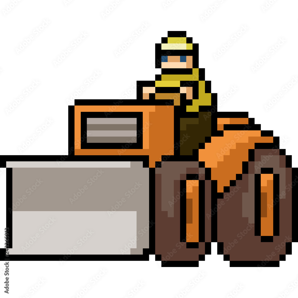 vector pixel art tractor Stock Vector | Adobe Stock