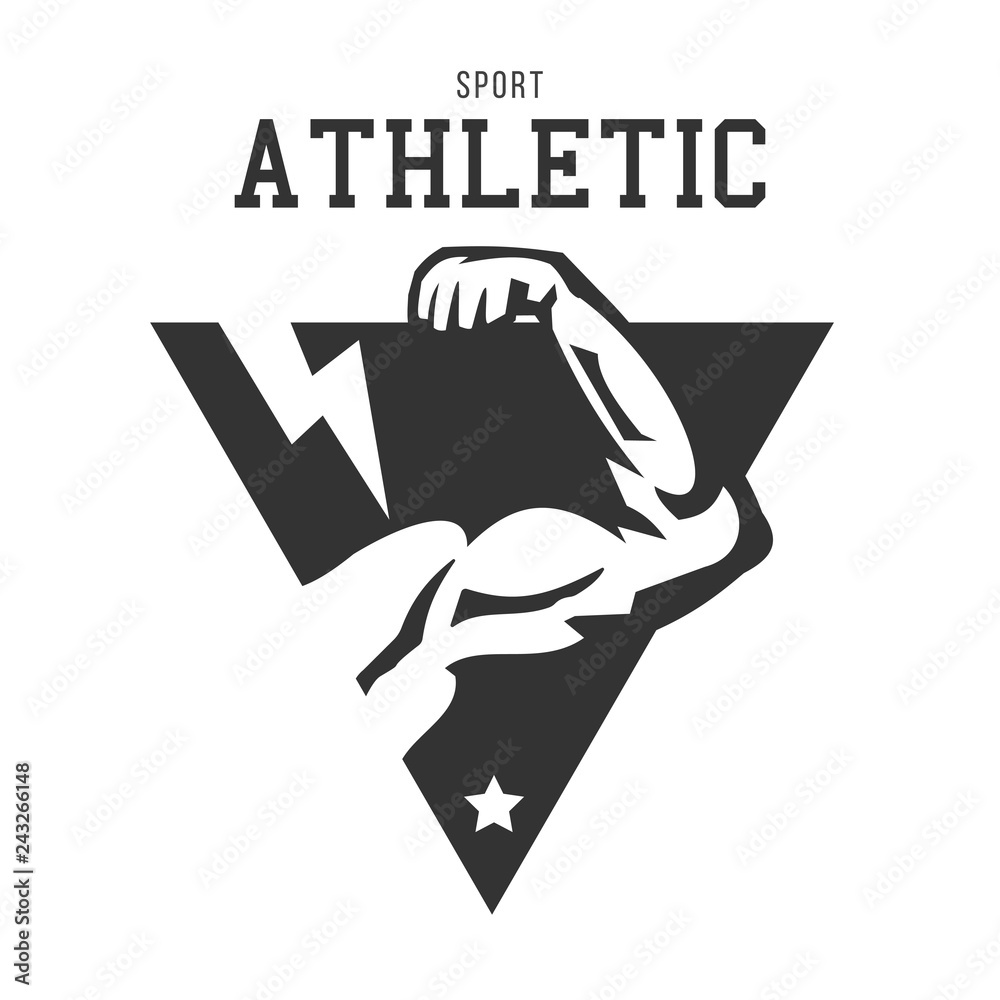 Muscular arm. Template for bodybuilding and sport fitness logo, label ...