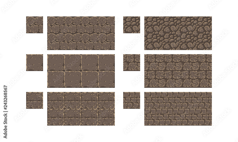 Vector pixel art seamless ancient stone texture. brick wall pattern ...