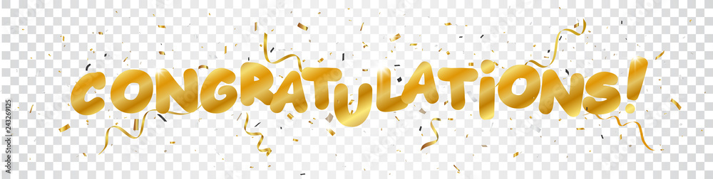 Congratulations design with gold ribbon and confetti Stock Vector ...