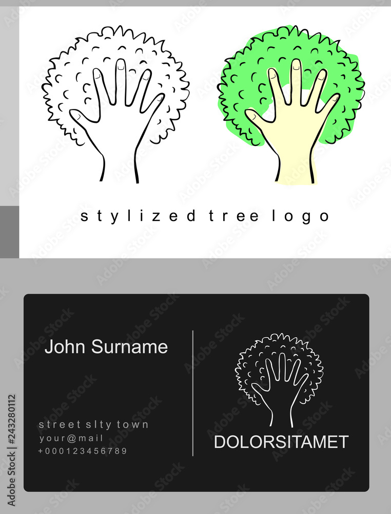 Vector emblem stylized oak tree or plant. Logo sign and symbol. Cartoon ...
